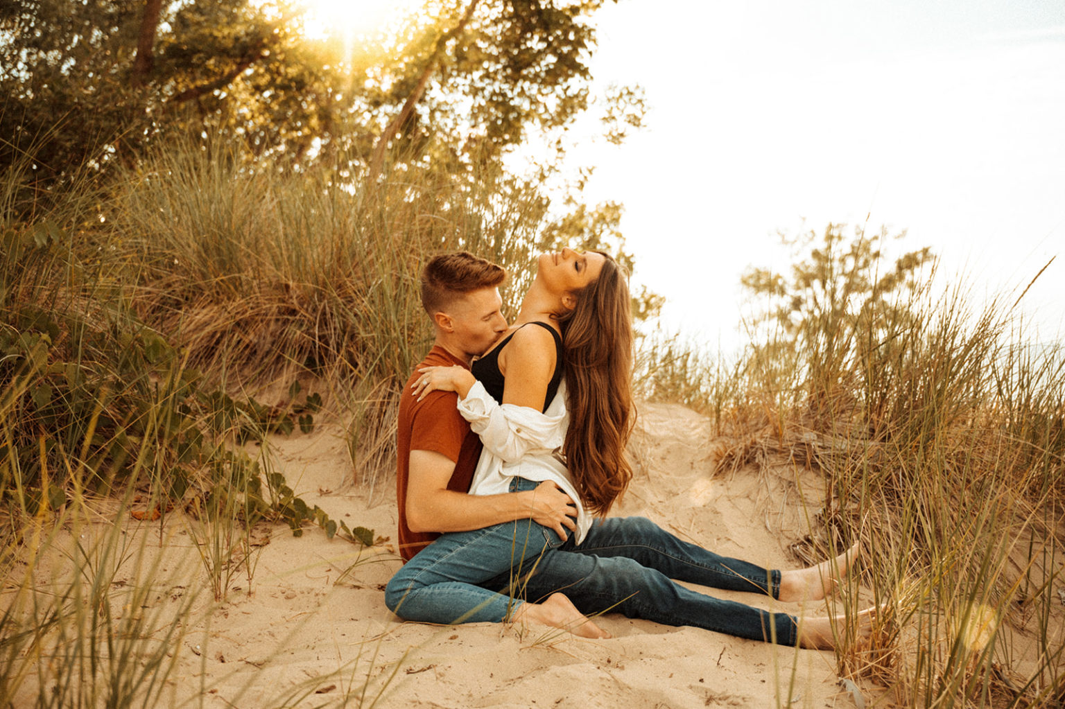 Steamy Beach Engagement Photos at Warren Dunes, Michigan